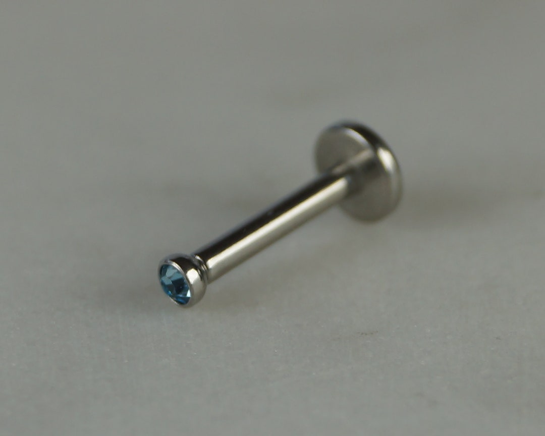 Light Blue Labret. 316L Surgical Steel Labret. Light Blue Jewelled ...
