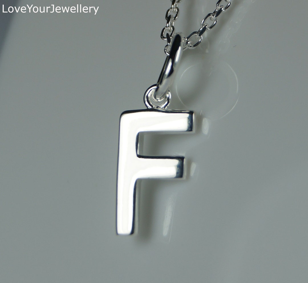 Initial F Sterling Silver Pendant Necklace, Silver Initial F, Silver ...