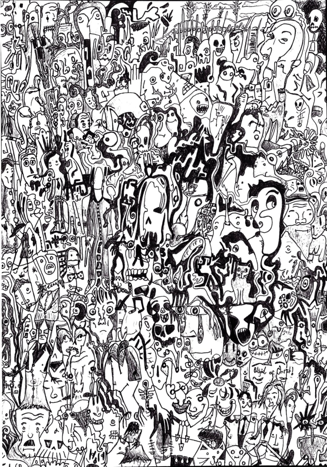 Black and White Hand Drawn Trippy Psychedelic Art Piece. “monochrome ...