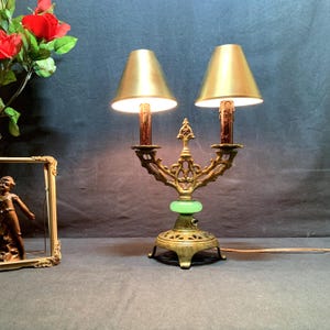 Antique Table Lamp, Art Deco, Two Arm, Cast Metal, French Empire ...