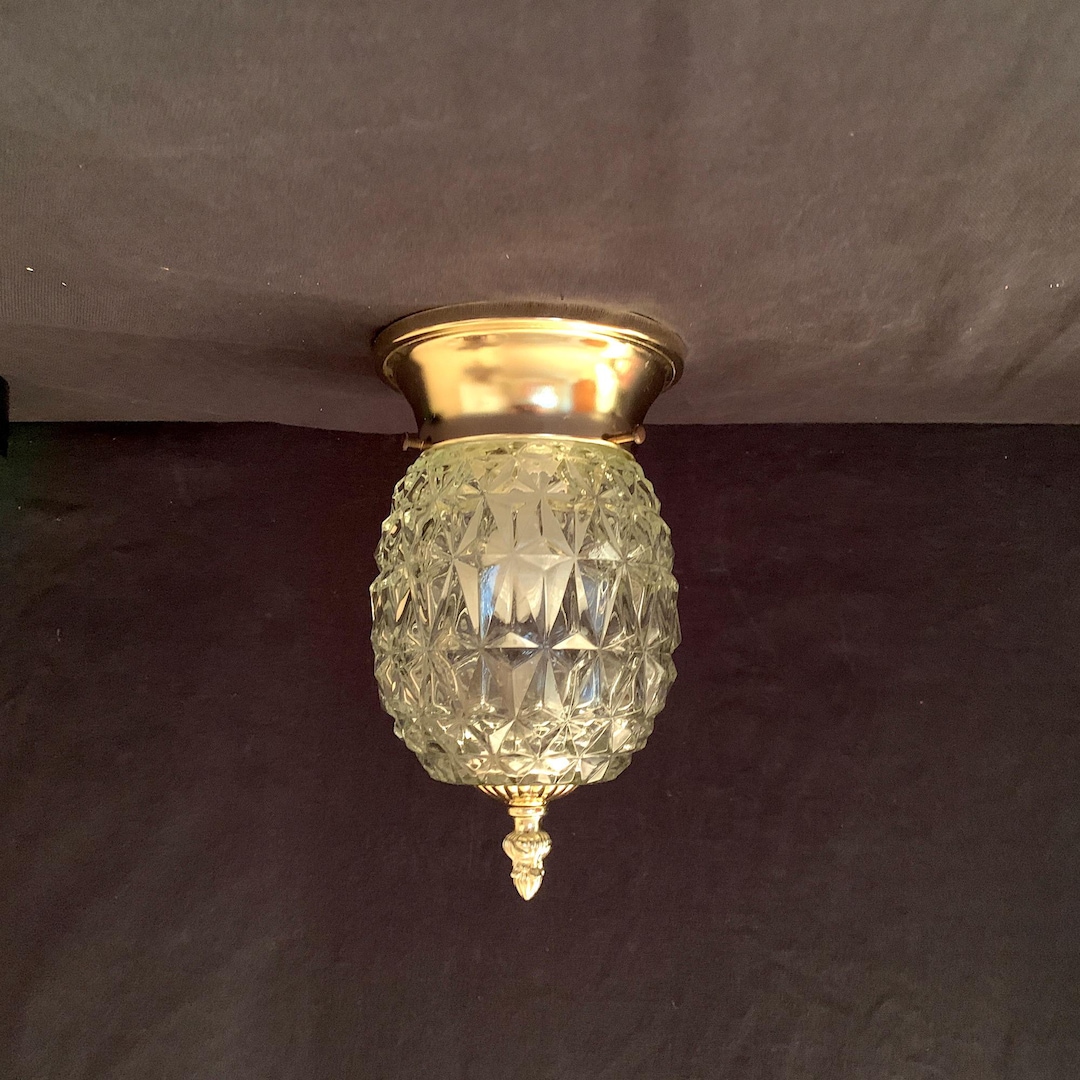 Flush Mount Ceiling Porch Light, Diamond Point Globe, Acorn Finial ...