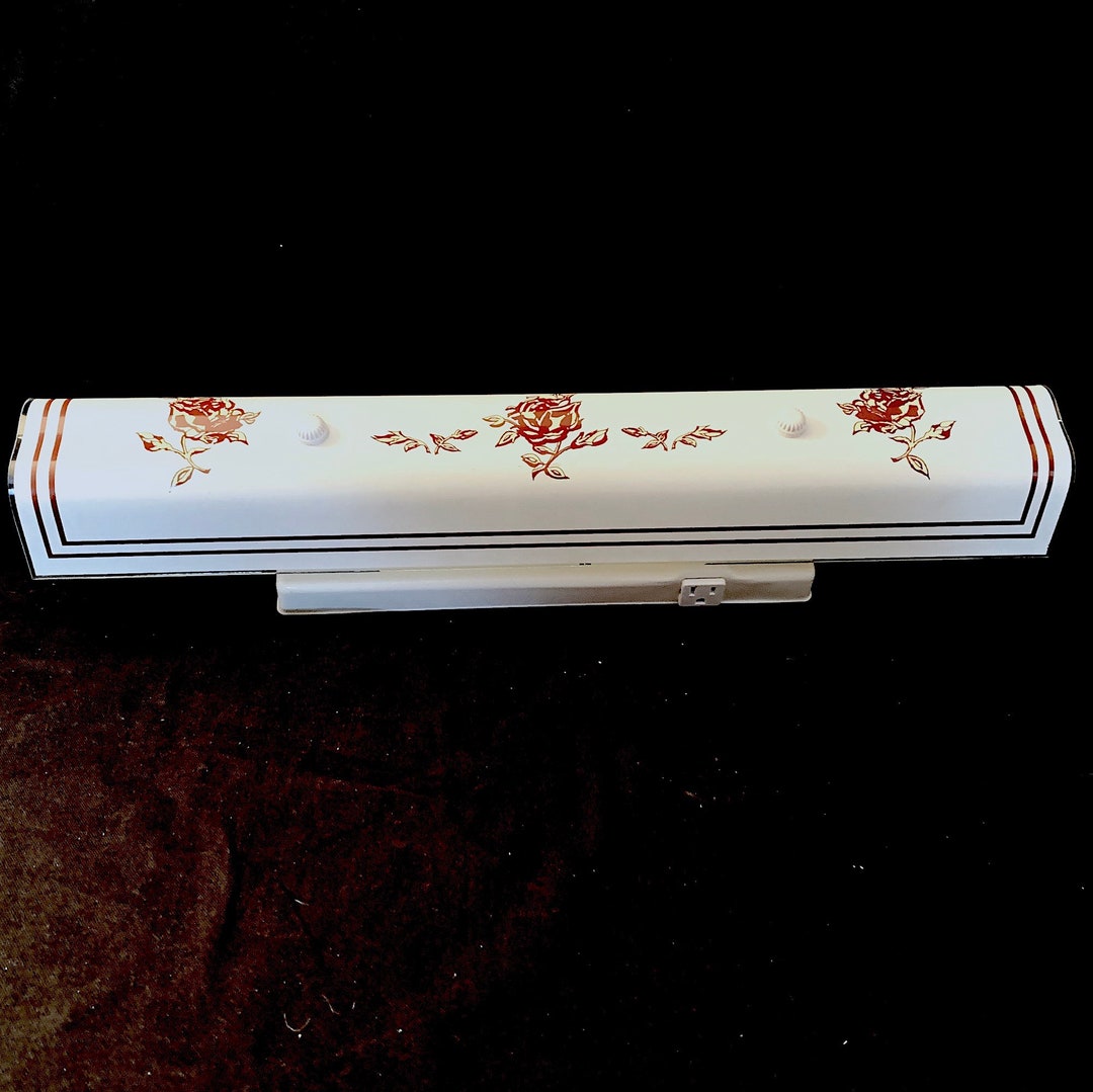 MCM Bathroom Channel Glass Vanity Light With Electrical Outlet and ...