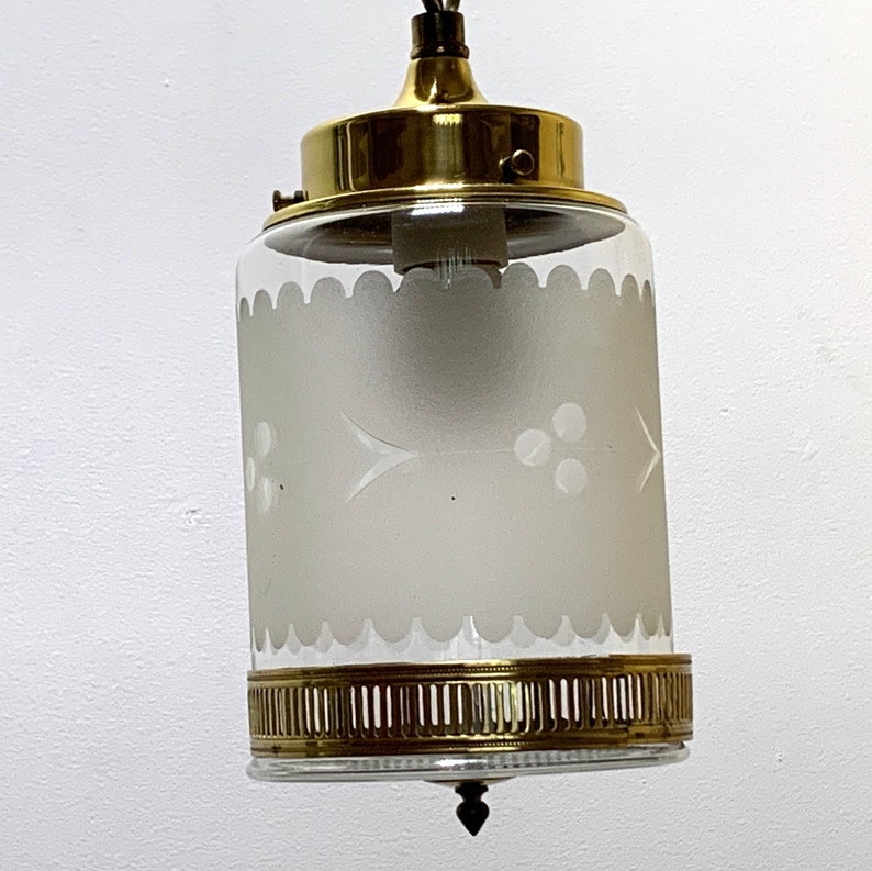 Pendant Light: Early American Style, Wheel Cut Design Globe, Hallway ...
