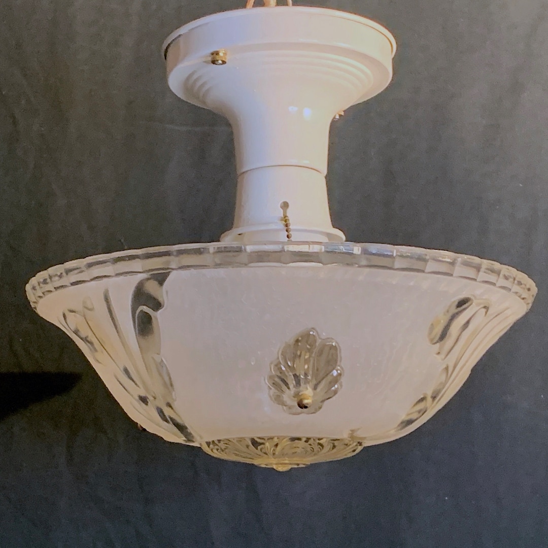 Ceiling Light: Low Profile Three Chain Light With Flower Design ...