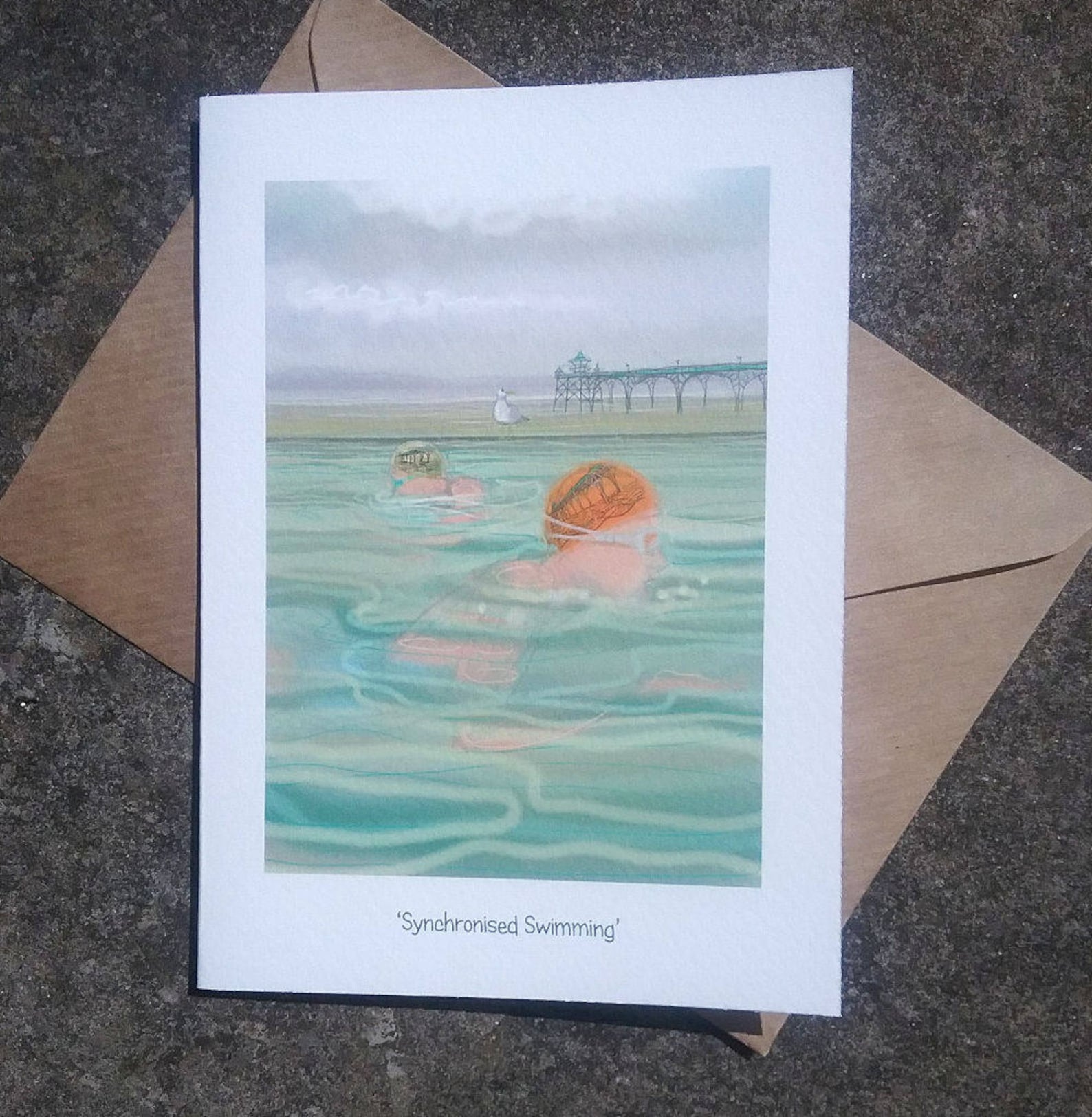 Swimmer's Greetings Card: 'synchronized Swimming', Outdoor Swimming ...