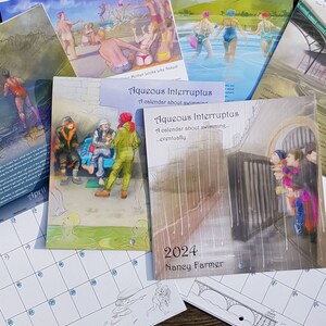 Swimming Calendar for 2024 by Nancy Farmer aqueous Interruptus Drawings ...