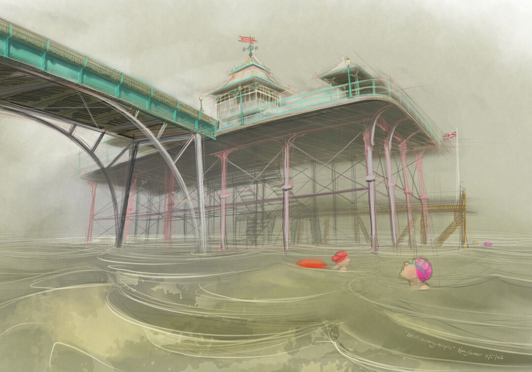 Art Print by Nancy Farmer - 'still.scary.topic' - a Swim Round Clevedon ...