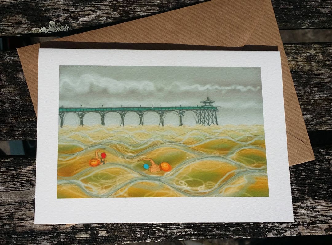 Greetings Card: 'to Ladye Bay and Back' - Art Card, Open Water Swimming ...