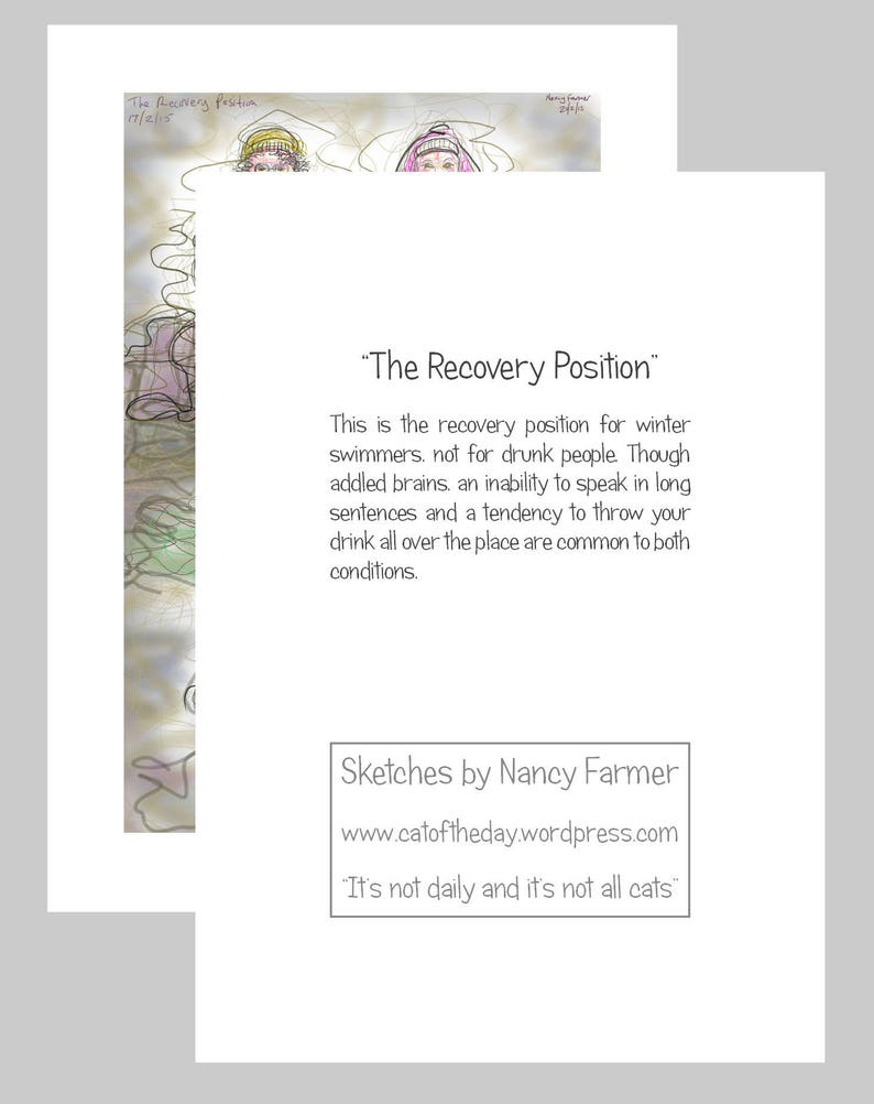 Greetings Card: 'the Recovery Position' - Art Card, Open Water Swimming ...