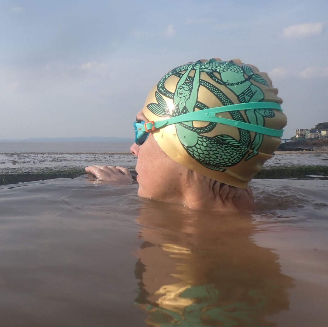Mermaid Swim Cap in 11 Colours spots & Stripes by Nancy Farmer ...