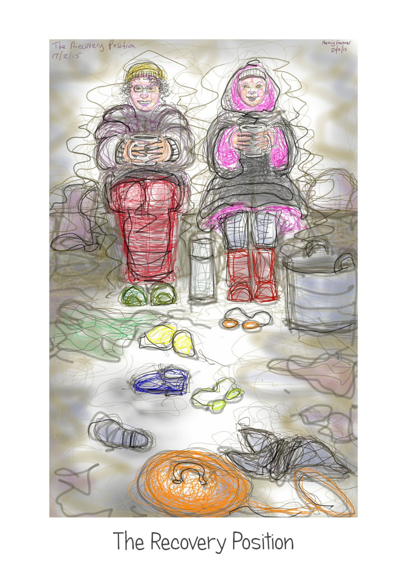 Greetings Card: 'the Recovery Position' - Art Card, Open Water Swimming ...