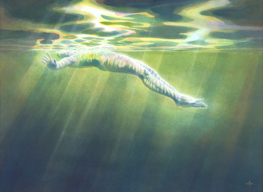 Nancy Farmer Art Print - "hiatus" - Meditative Swim Print or Pool Art ...
