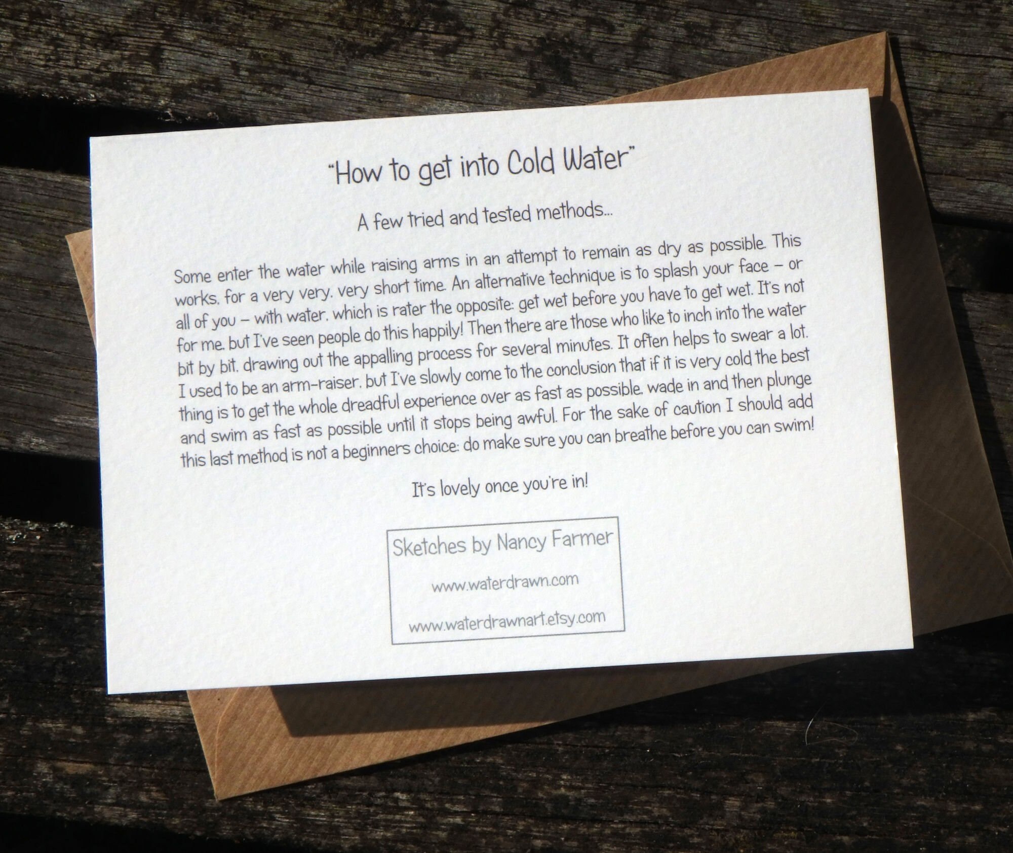 Greetings Card: Swimming in Cold Water 'how to Get Into - Etsy