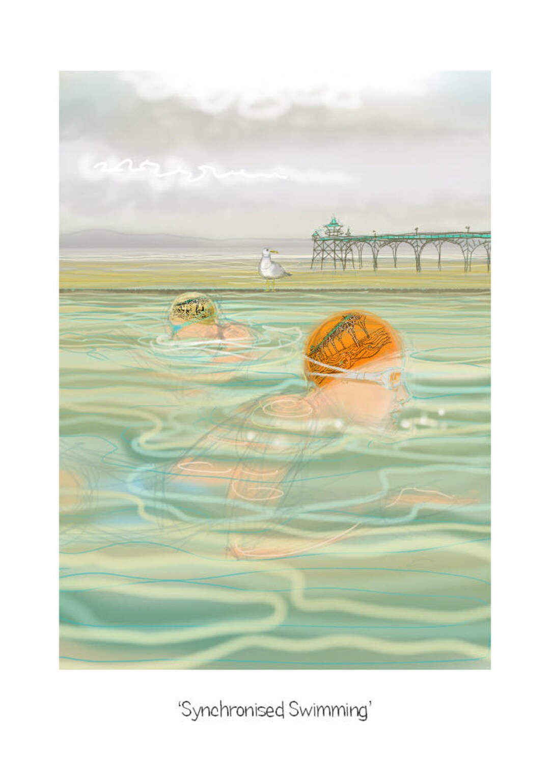 Swimmer's Greetings Card: 'synchronized Swimming', Outdoor Swimming ...
