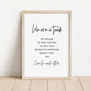 We Are A Team Printable Poster, Teamwork Quote Print, Team Quote Office ...
