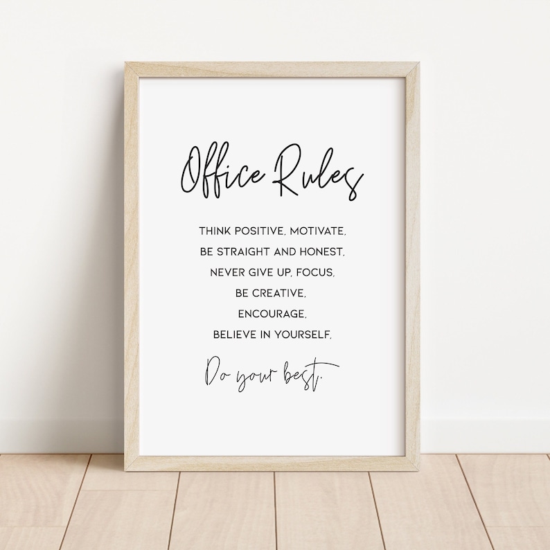 Team Office Rules, Printable Office Quotes, Inspirational Teamwork ...