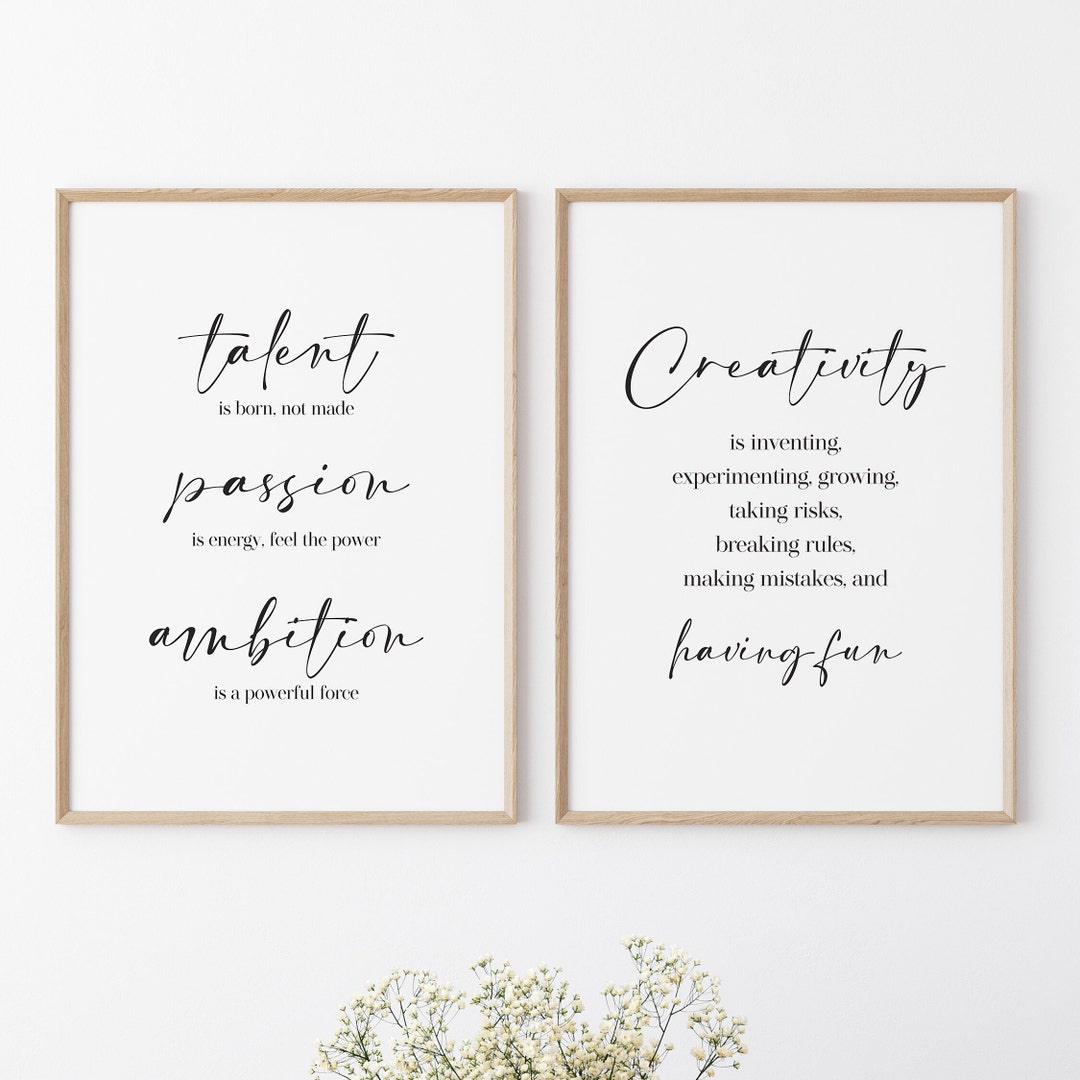 Creativity Quotes Print, Set of 2 Printable Wall Art, Motivational ...