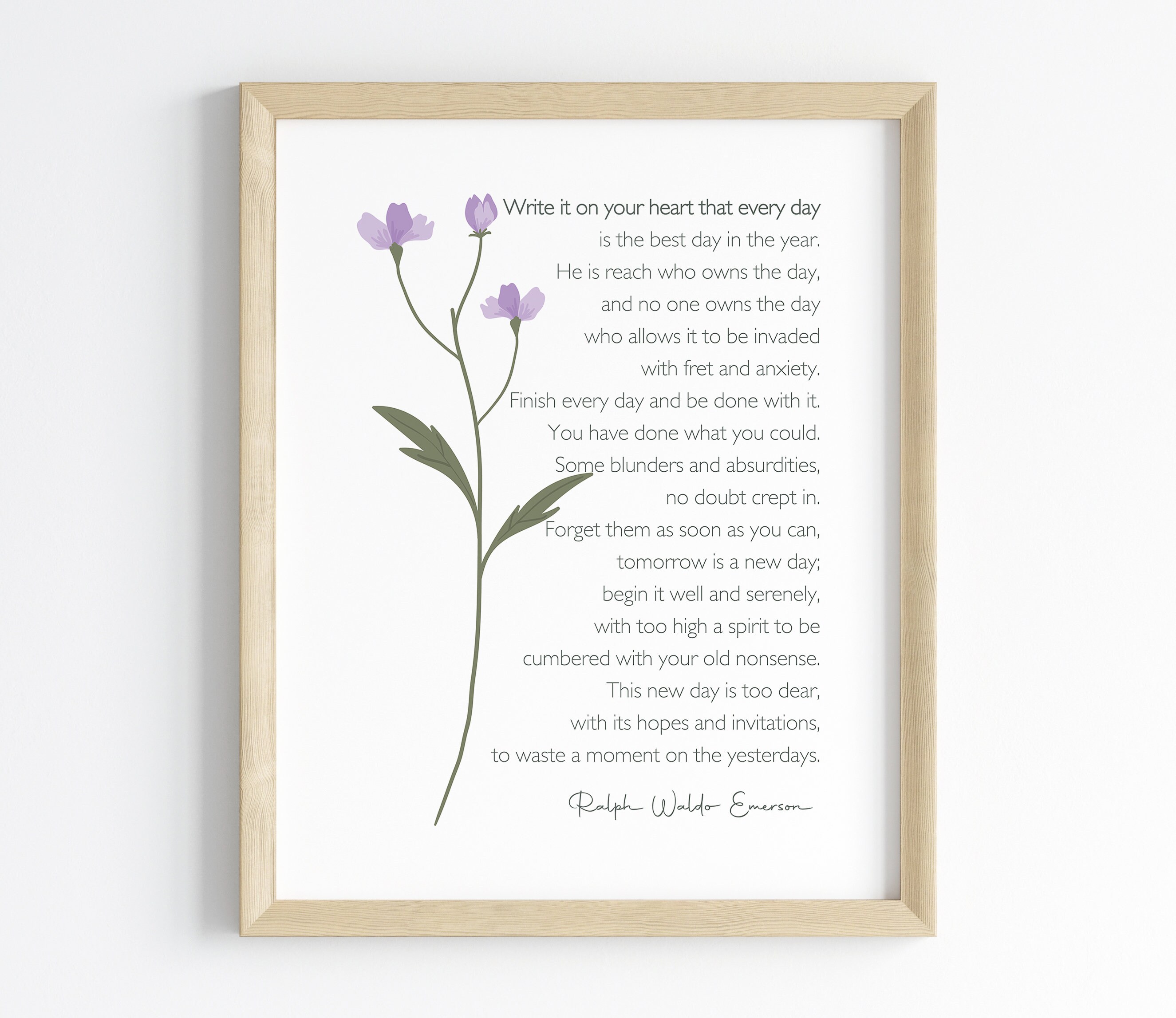 Ralph Waldo Emerson Poem, Write It on Your Heart, Inspirational Wall ...