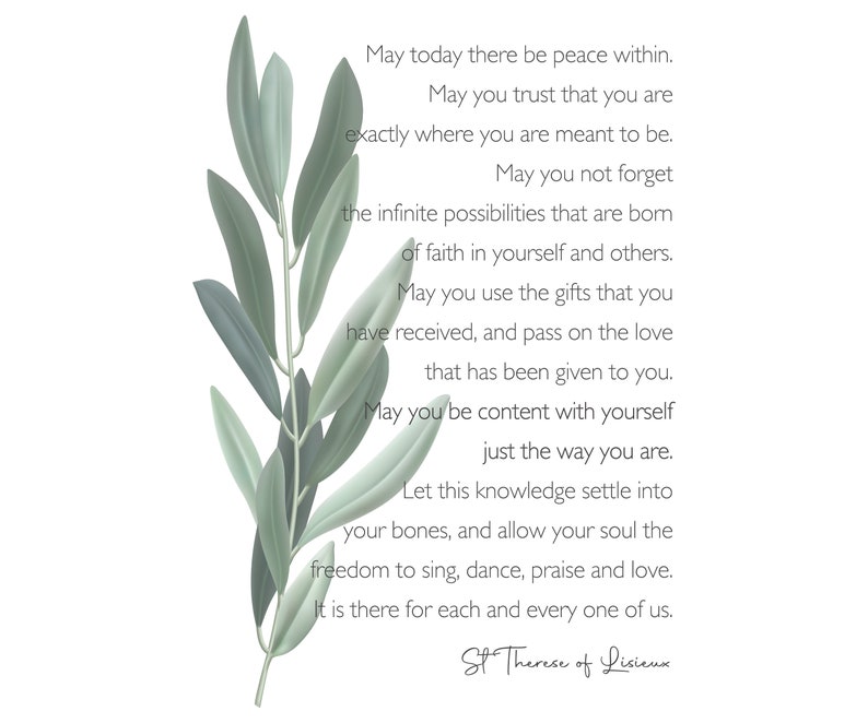 St Therese of Lisieux, May Today There Be Peace Within, Peace Quote ...