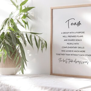 Team Definition Digital Download Print, Team Quote Office Wall Art ...