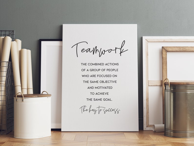 Teamwork Definition Print, Teamwork Quote Office Wall Art, Motivational ...