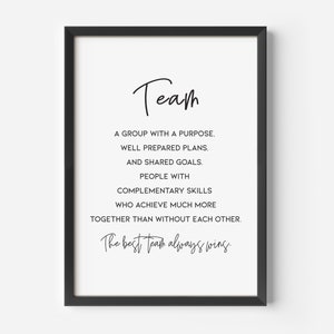 Team Definition Digital Download Print, Team Quote Office Wall Art ...