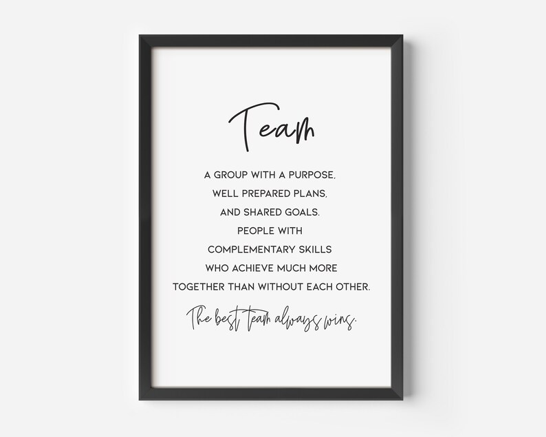 Team Definition Digital Download Print Team Quote Office Wall - Etsy