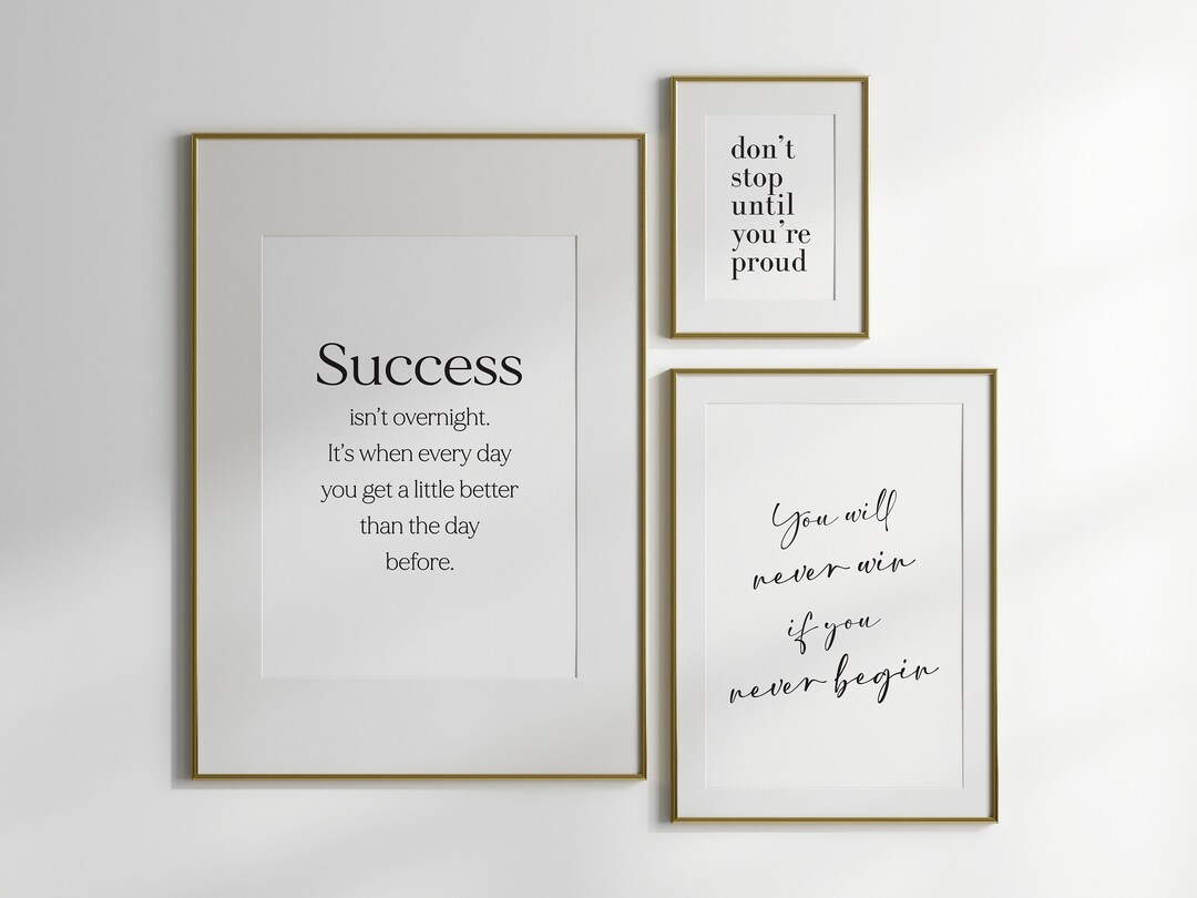 Motivational Success Quotes, Set of 3 Printables, Office Decor for ...