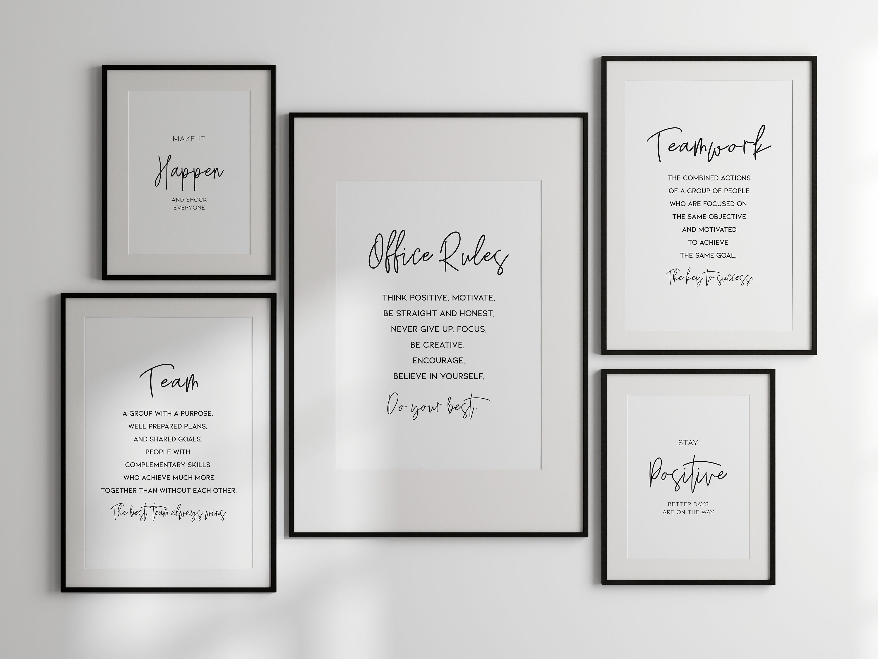 Team Office Rules, Teamwork Quotes, Office Wall Decor, Motivational ...