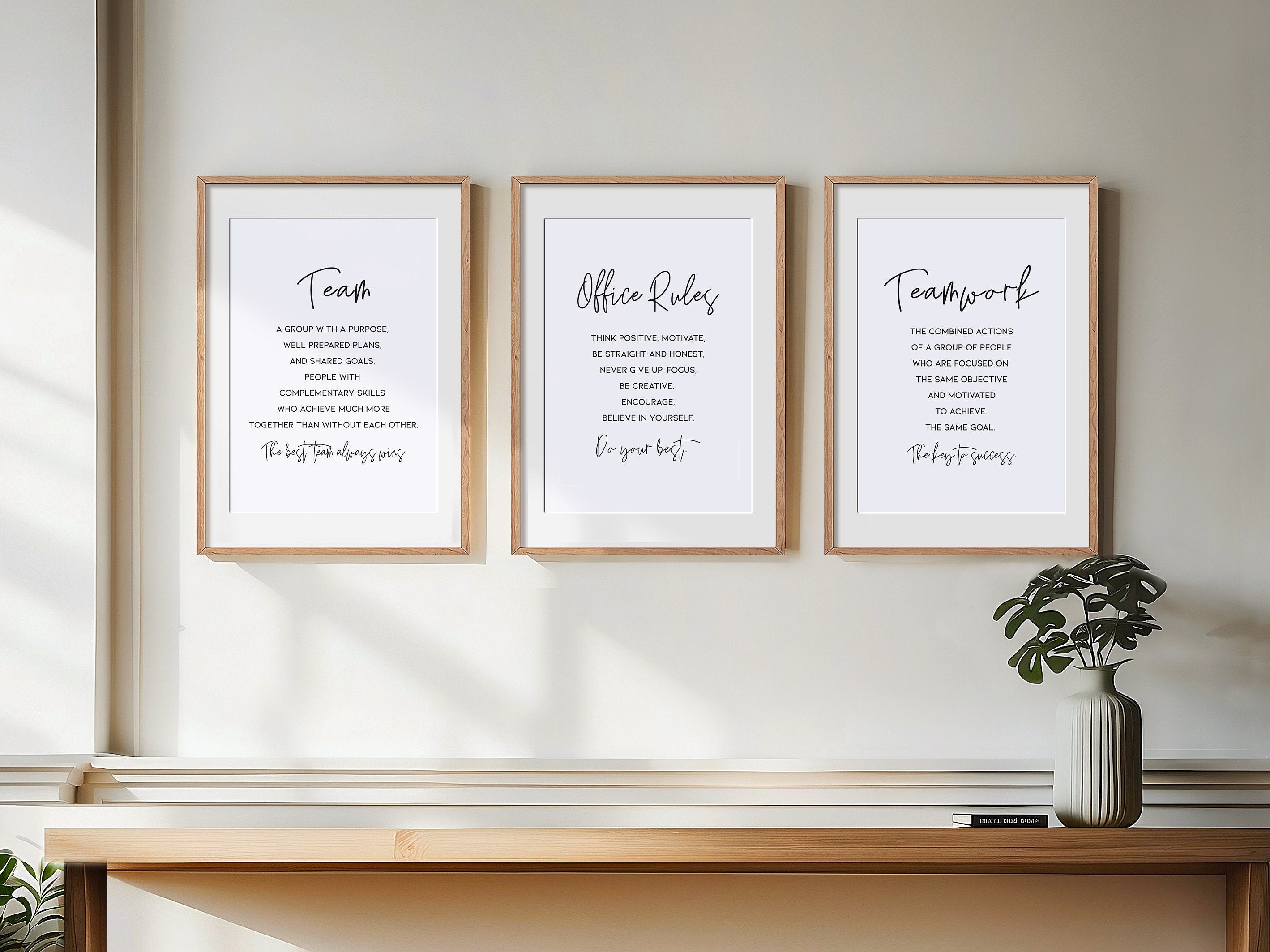 Team Office Rules, Teamwork Quotes, Office Wall Decor, Motivational ...