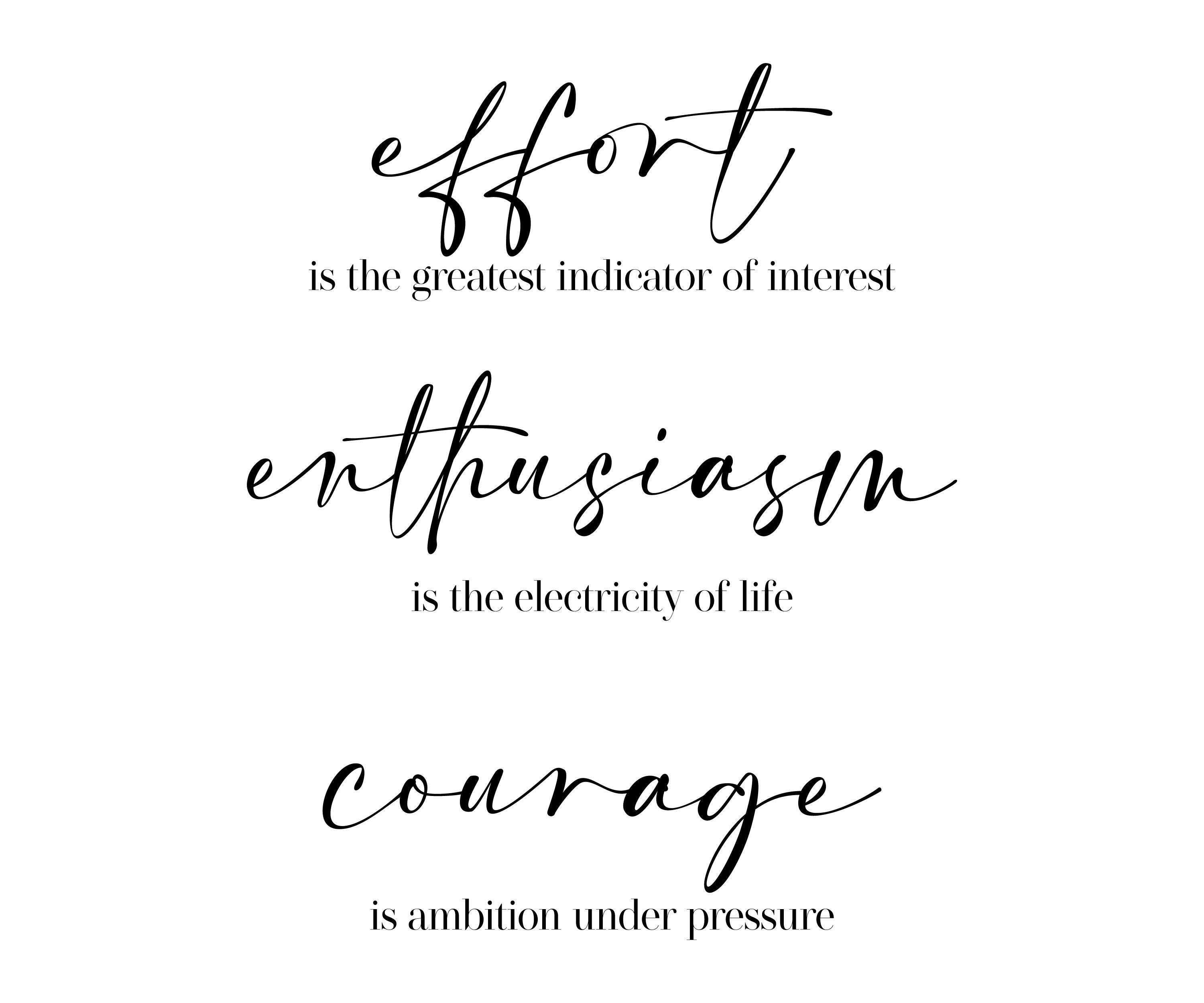 Motivational Office Prints, Effort Enthusiasm Courage Quotes, Office ...