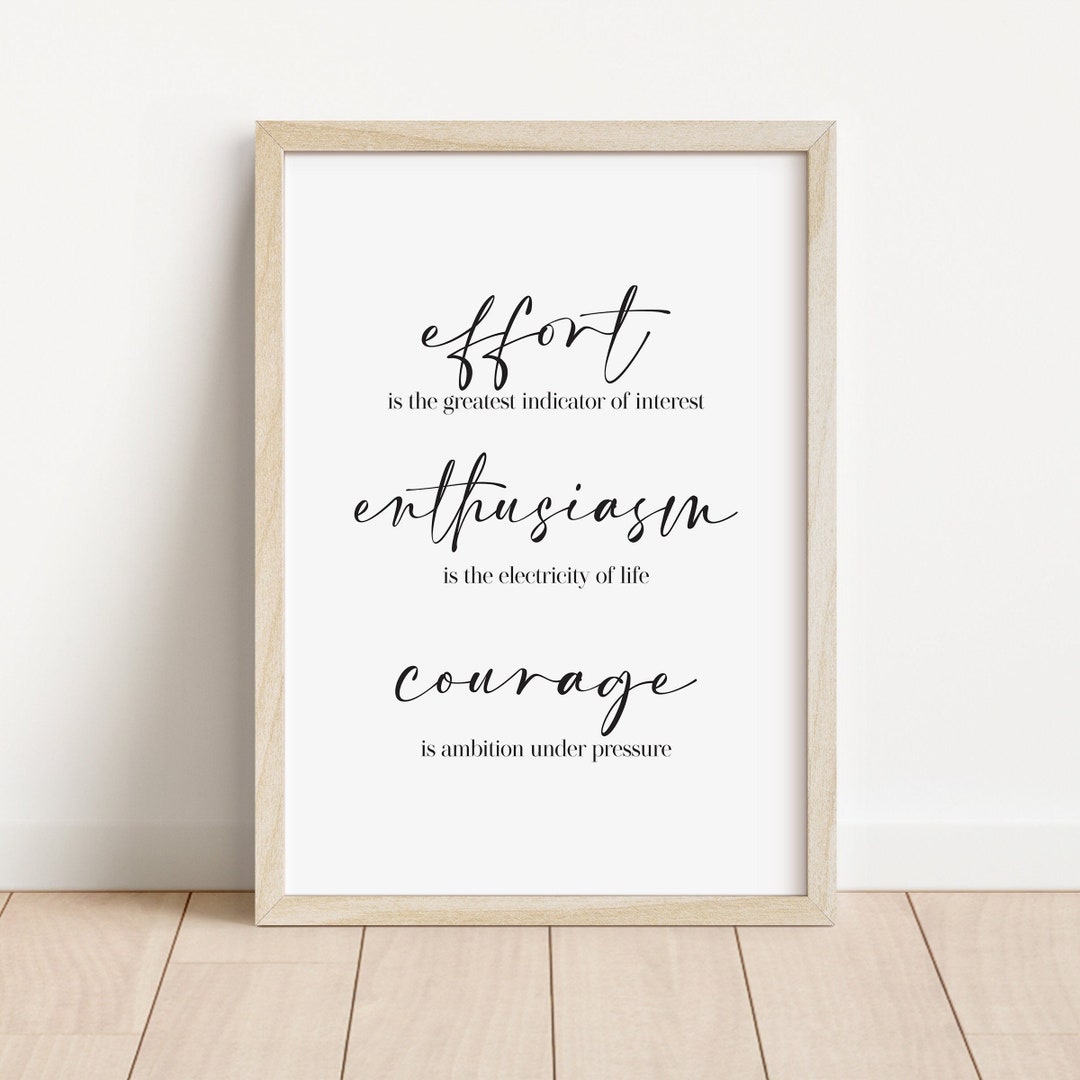 Motivational Office Prints, Effort Enthusiasm Courage Quotes, Office ...