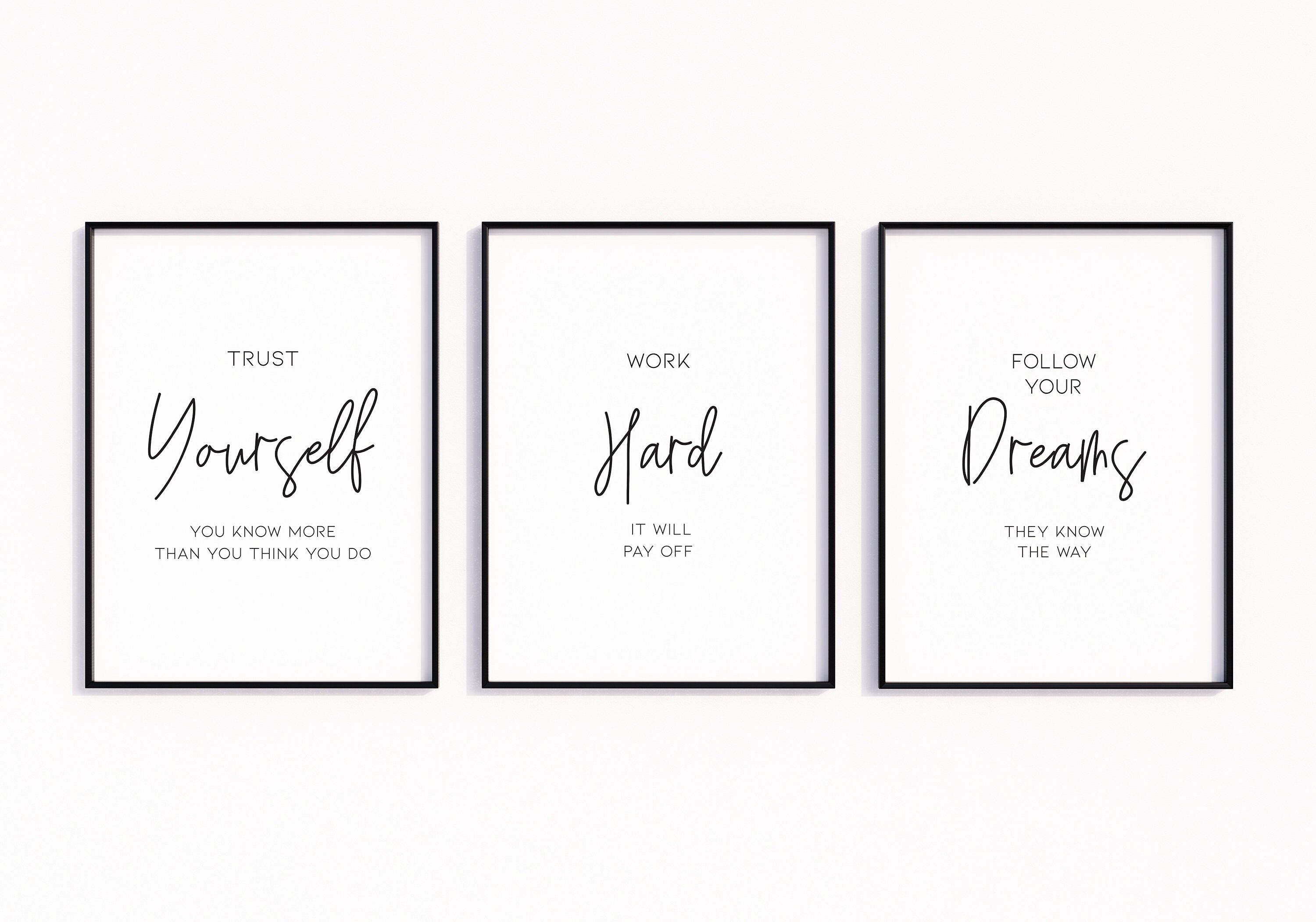 Stay Positive, Work Hard, Make It Happen, Motivational Set of 6 Prints ...