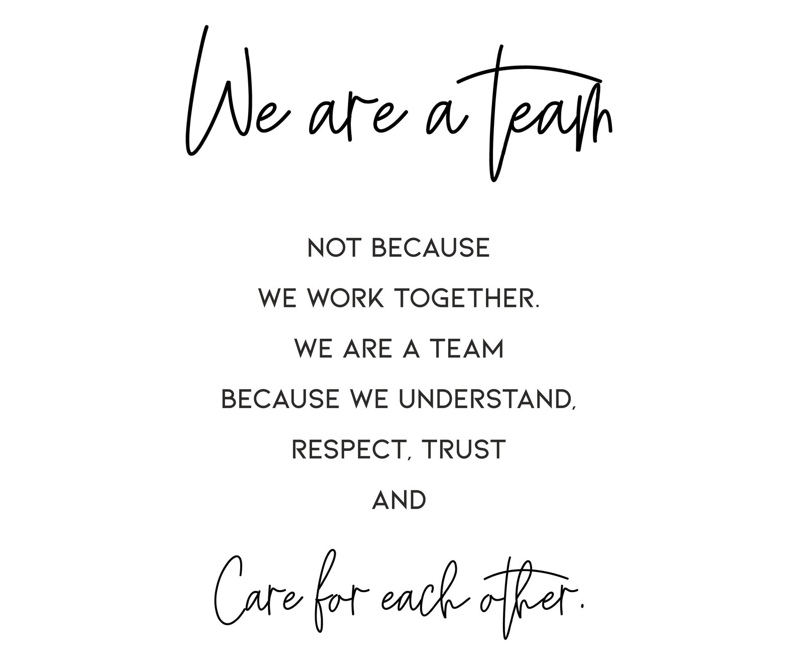 We Are A Team Printable Poster, Teamwork Quote Print, Team Quote Office ...