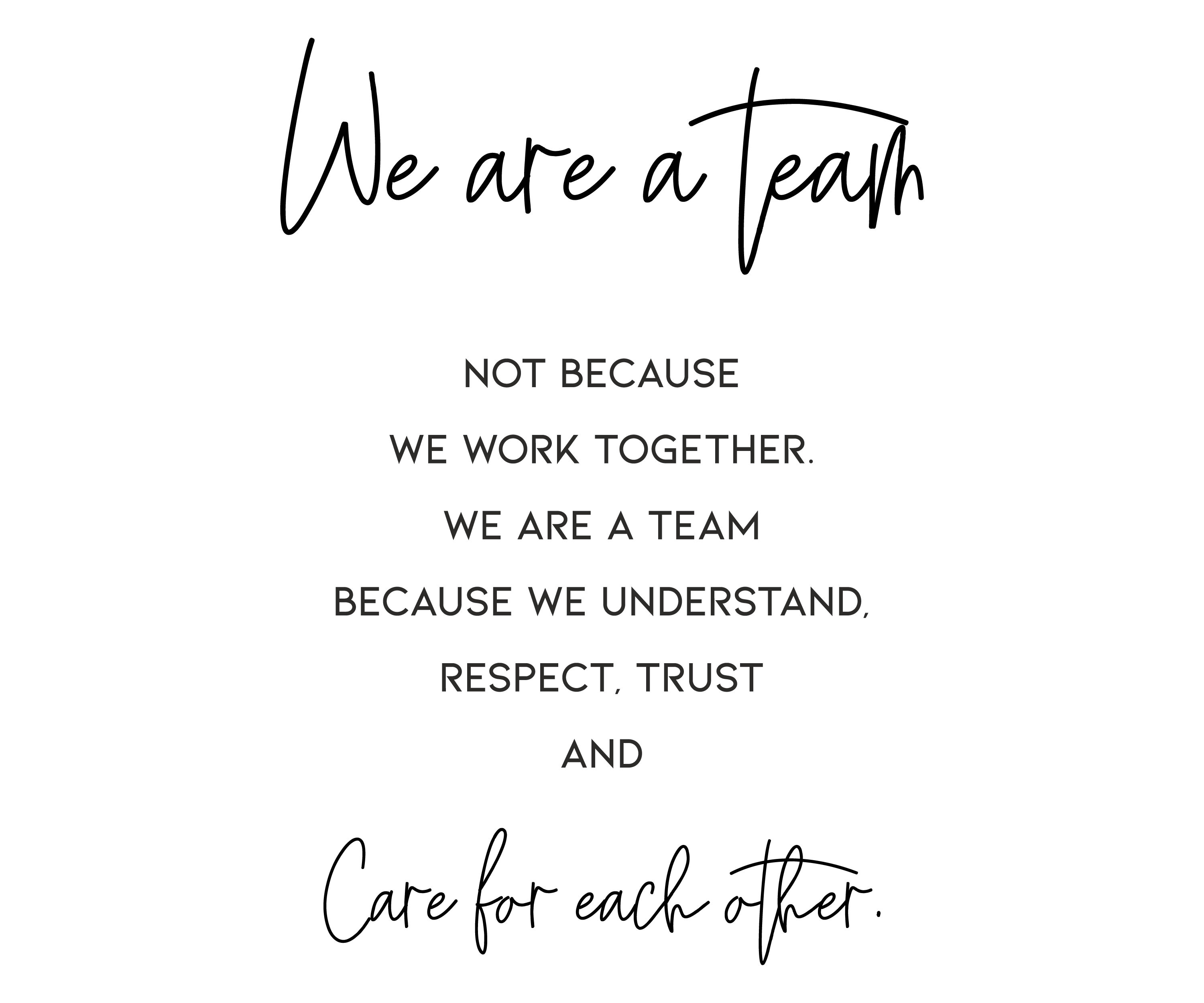 We Are A Team Printable Poster, Teamwork Quote Print, Team Quote Office ...