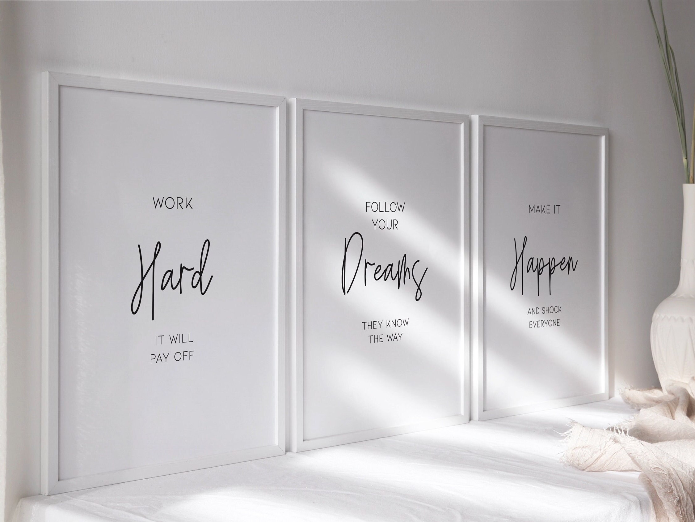 Stay Positive, Work Hard, Make It Happen, Motivational Set of 6 Prints ...