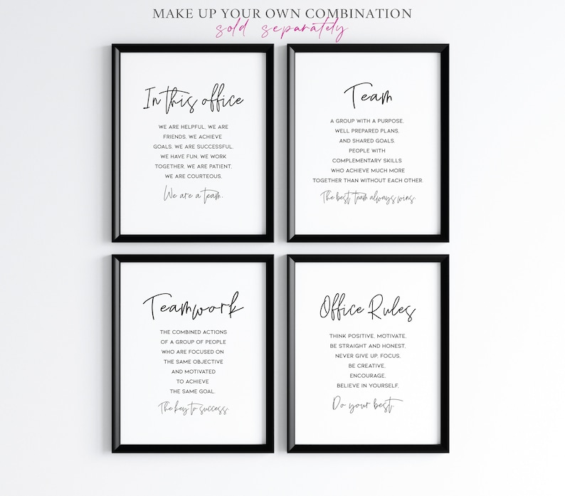 Team Office Rules, Printable Office Quotes, Inspirational Teamwork ...