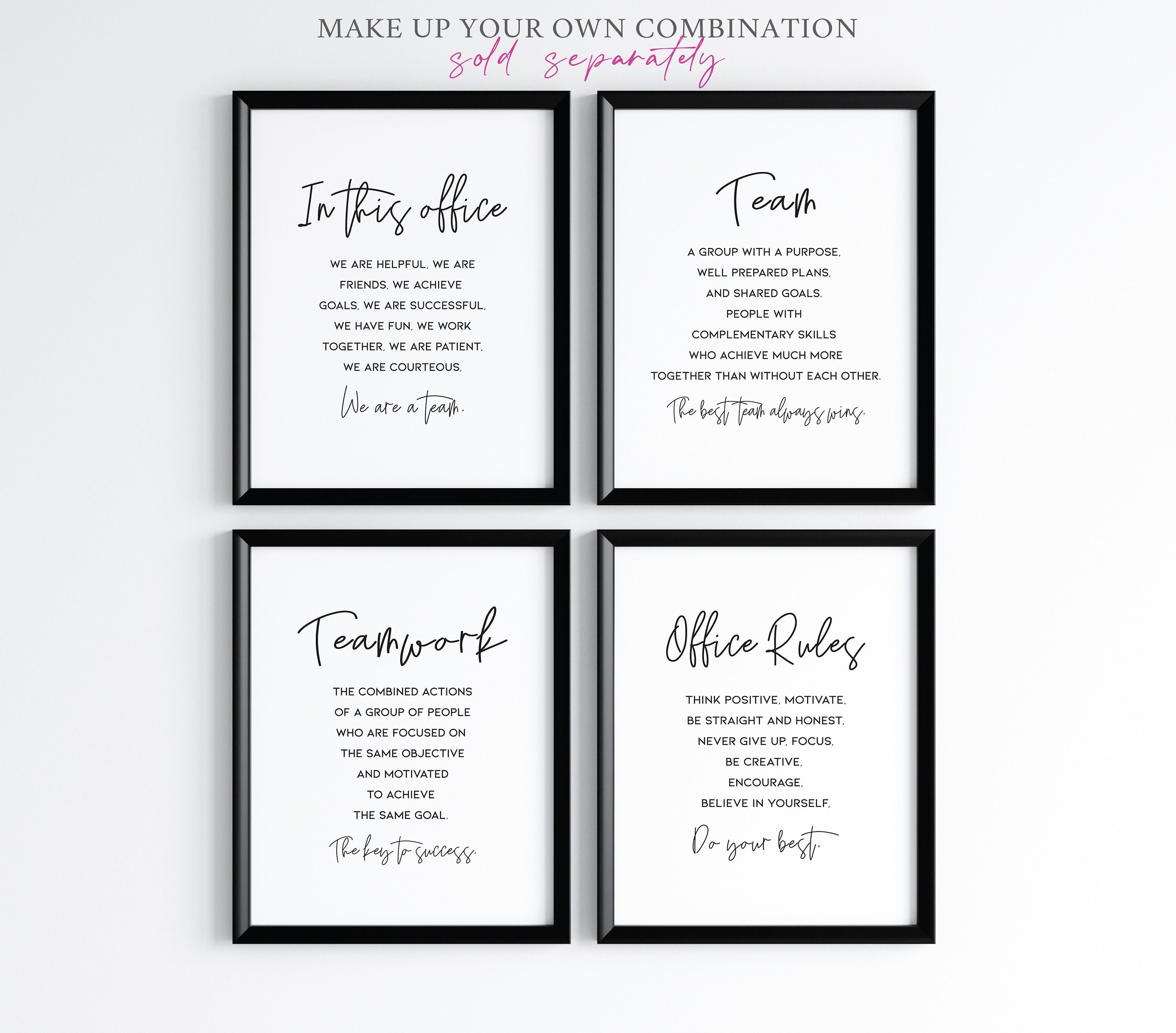 Team Office Rules, Printable Office Quotes, Inspirational Teamwork ...