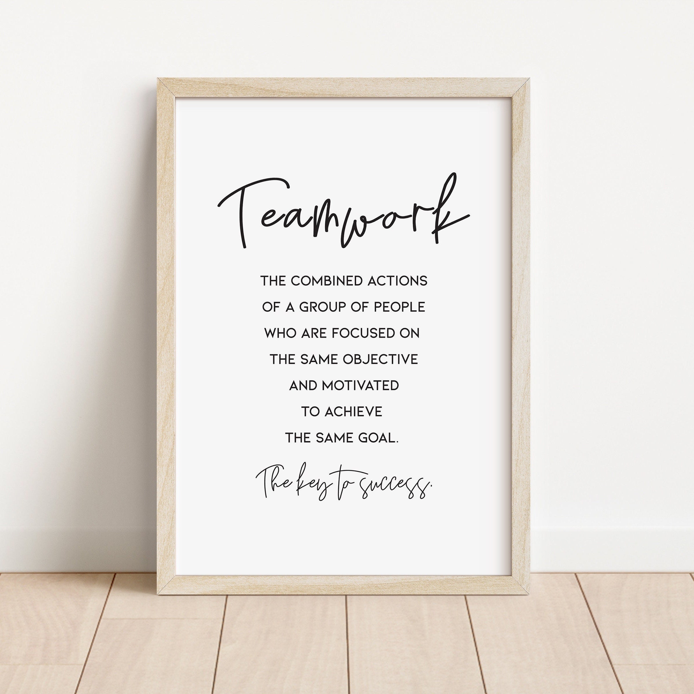 Teamwork Definition Print, Teamwork Quote Office Wall Art, Motivational Office Art Prints ...