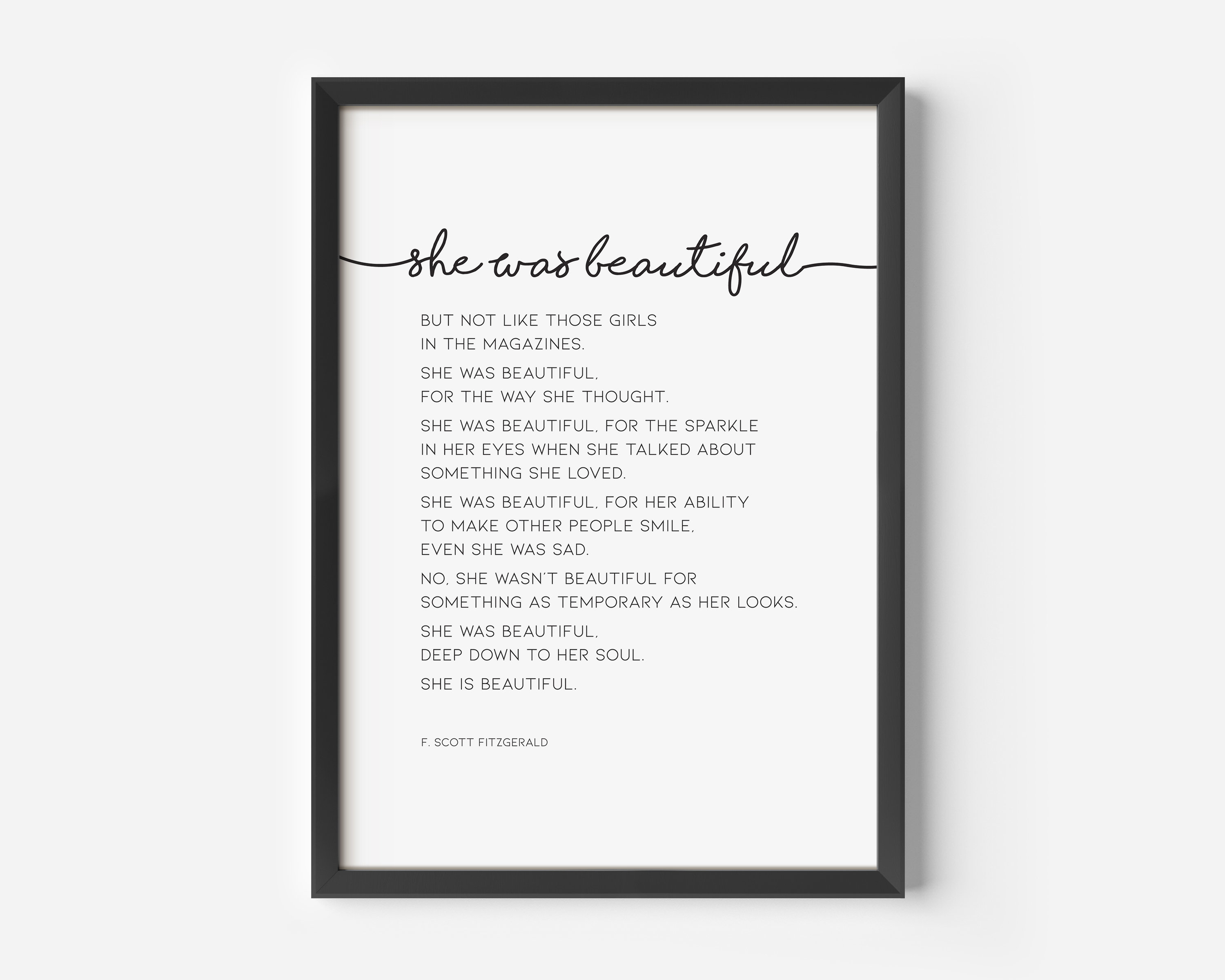 Printable Poster With F. Scott Fitzgerald Quote, She Was Beautiful ...