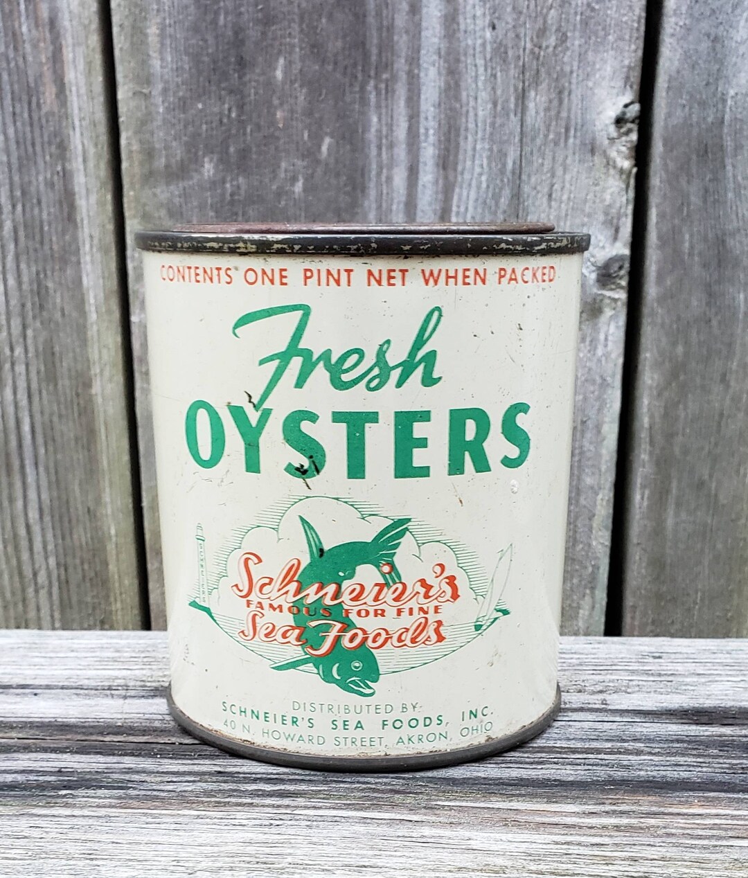 Pint Oyster Tin Advertising Schneiers Seafoods Akron Ohio - Etsy