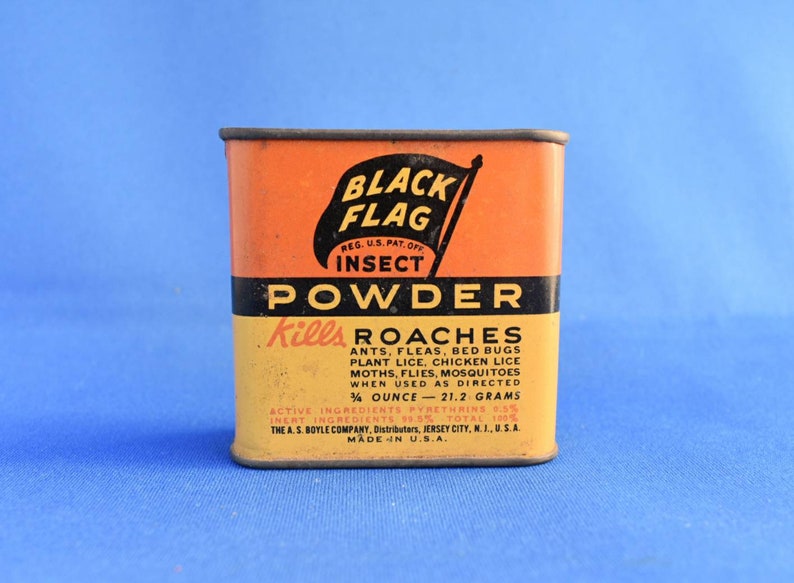 Vintage Insect Powder Tin Advertising Can Black Flag A. S. Boyle Co ...
