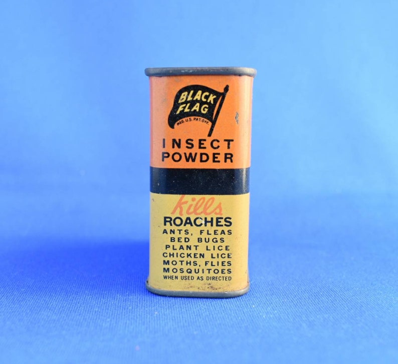 Vintage Insect Powder Tin Advertising Can Black Flag A. S. - Etsy