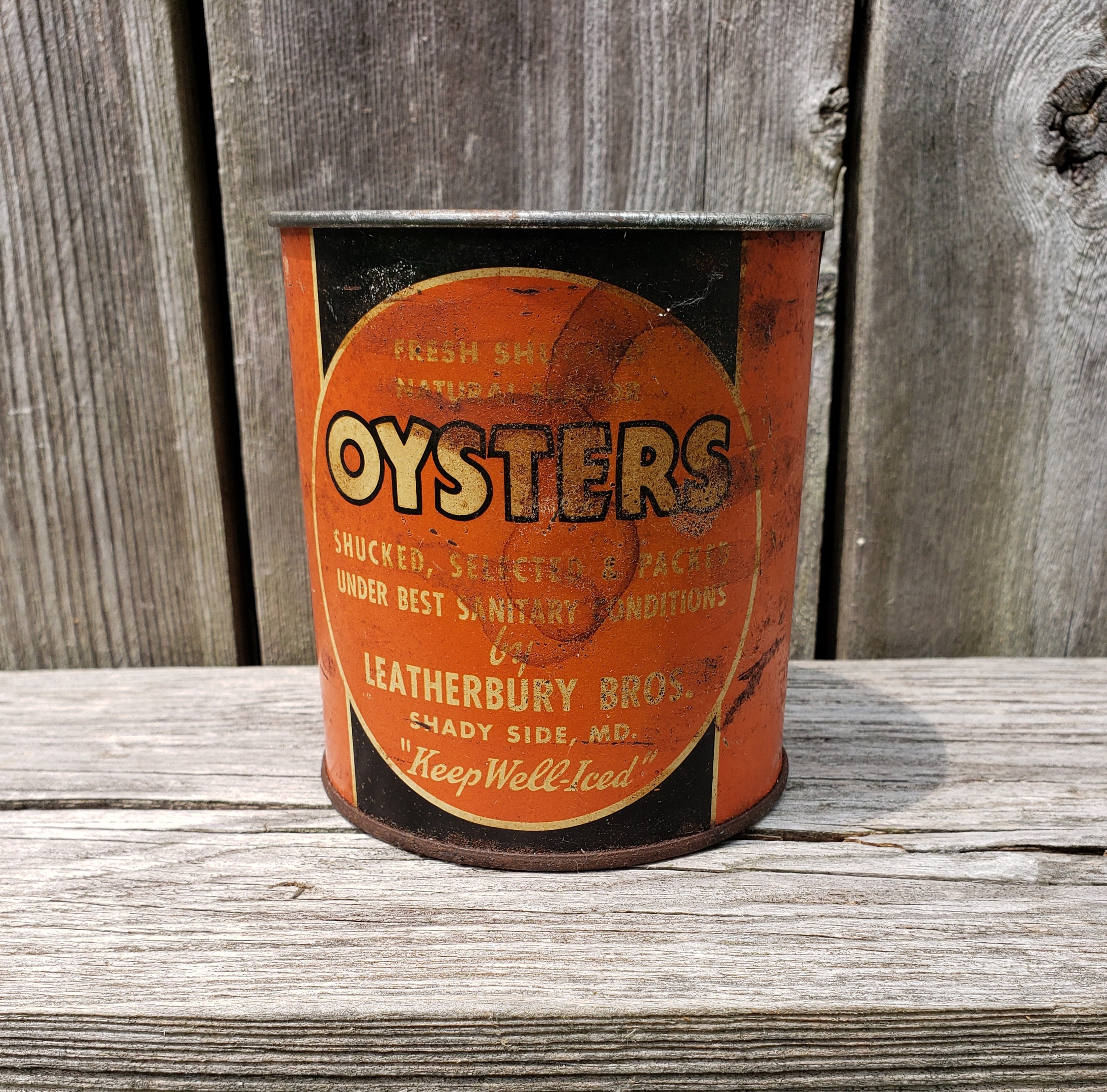 Oyster Tin Pint Advertising Can Black Swan Brand Shady Side - Etsy