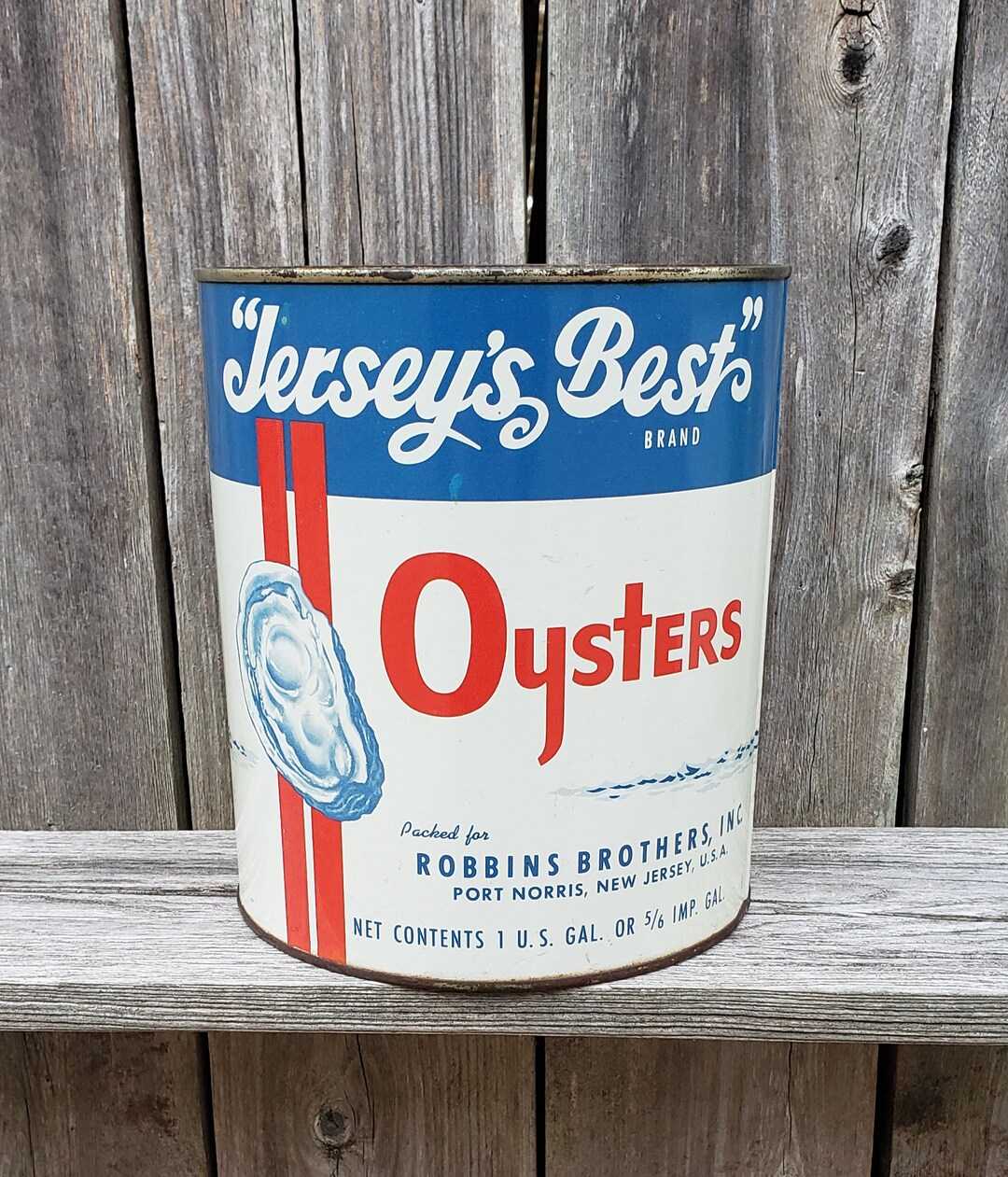 Oyster Tin One Gallon Jersey Best Advertising Robbins Bros Port Norris ...