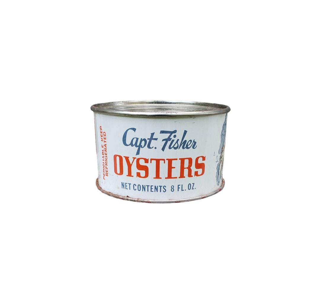 Oyster Tin Capt. Fisher Brand Advertising Oyster Can 8 Ounce Size From ...
