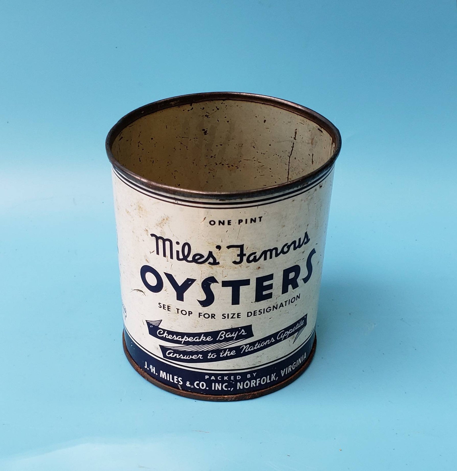 Vintage Oyster Tin Miles Famous Oysters Pint Advertising Can - Etsy