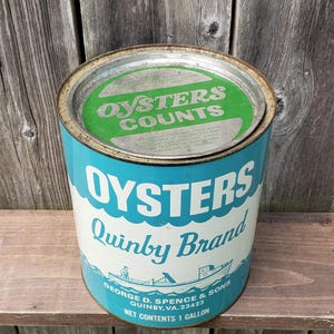 Vintage Quinby Brand Oyster Advertising Tin Can - Gallon Size - Etsy