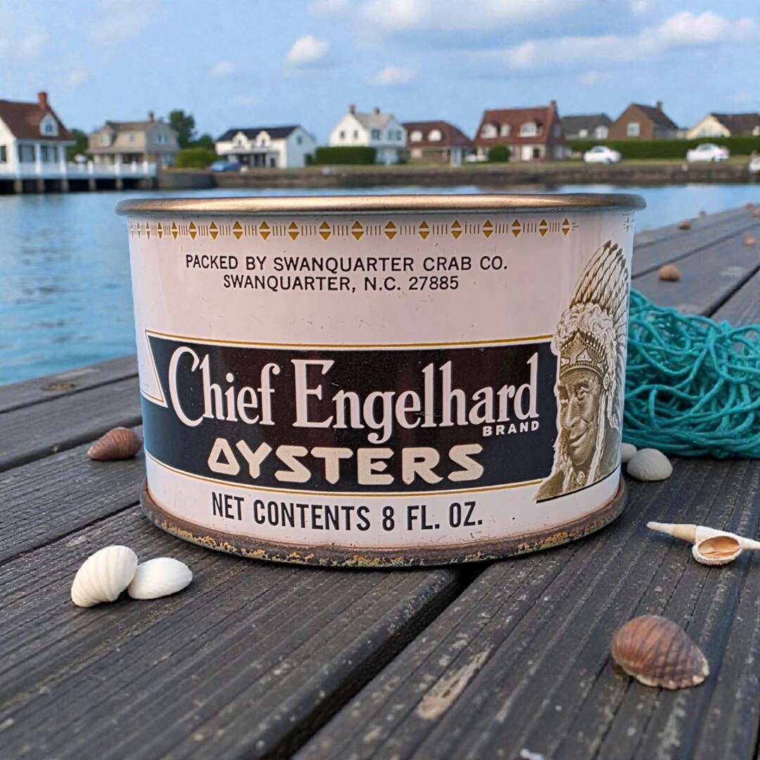 Oyster Tin Advertising Can - Vintage Chief Engelhard 8 Ounce From ...