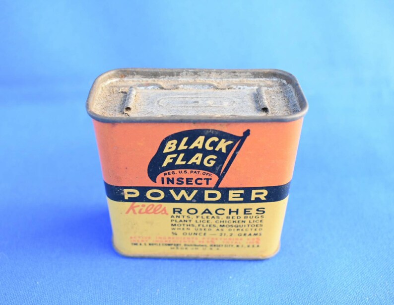 Vintage Insect Powder Tin Advertising Can Black Flag A. S. - Etsy